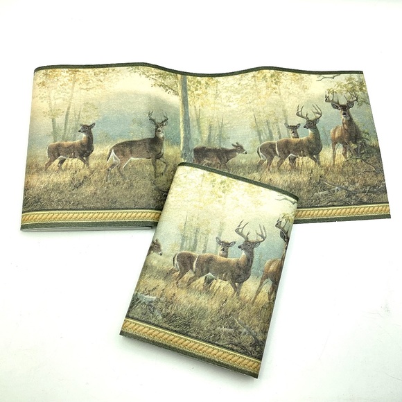 Brewster Home | Wall Decor | Stories Green Deer Wallpaper Border ...